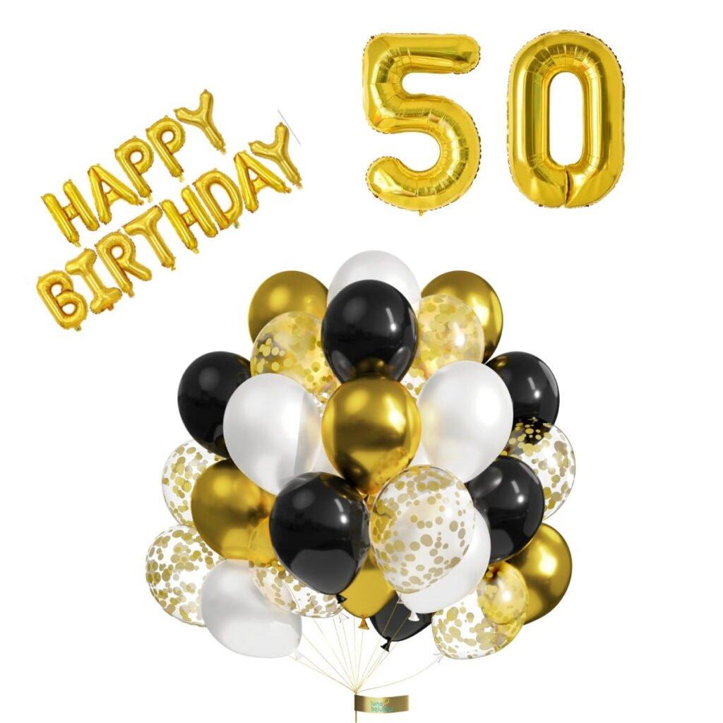 50 Jaar Ballonnen Set Goud Zwart Helium Verjaardag – Luna Balunas